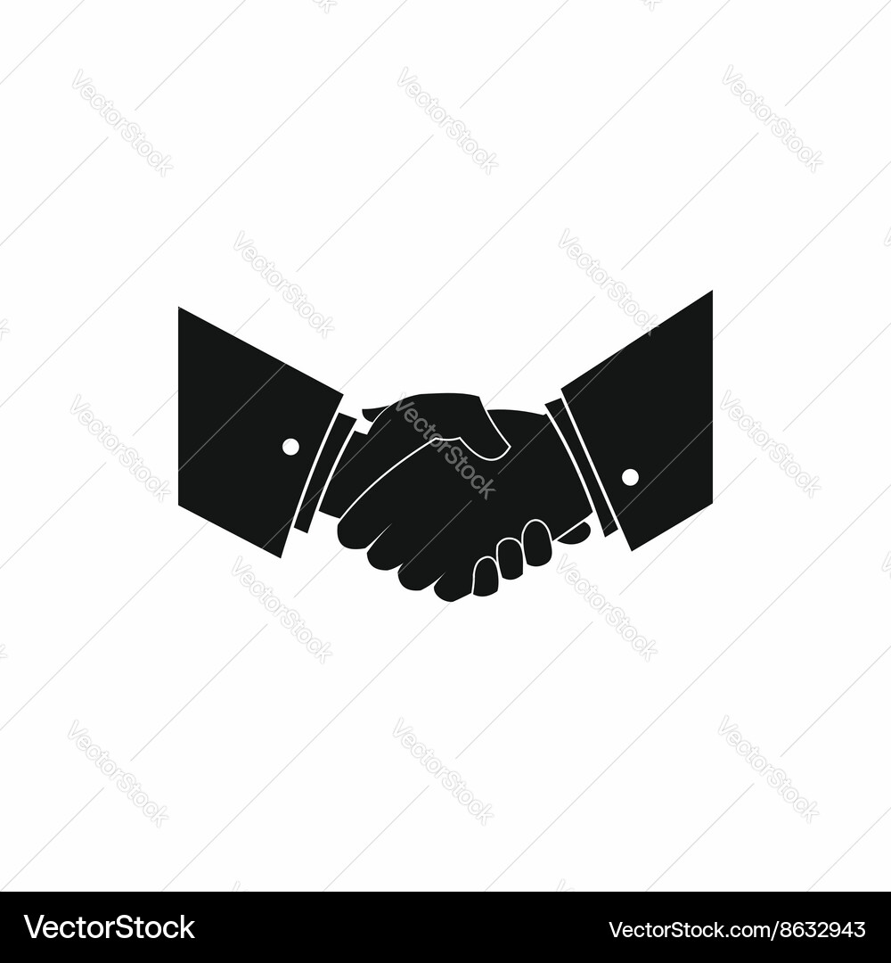 Handshake icon in simple style Royalty Free Vector Image