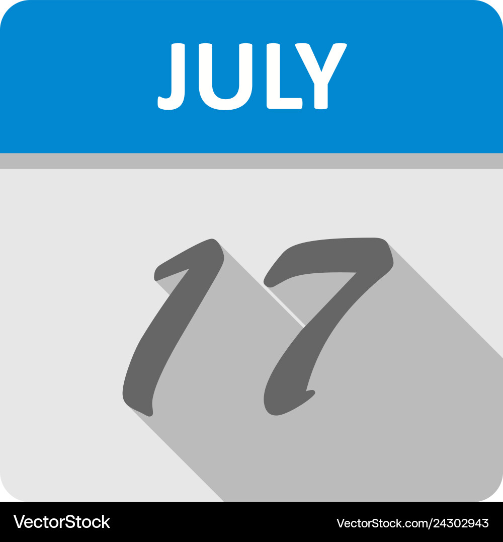 July 17th date on a single day calendar Royalty Free Vector