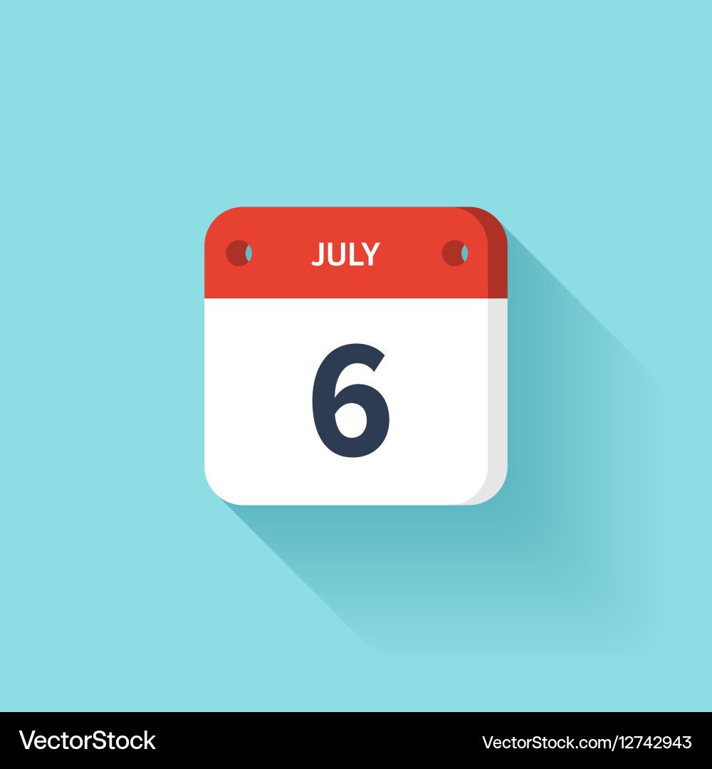 July 6 isometric calendar icon with shadow Vector Image