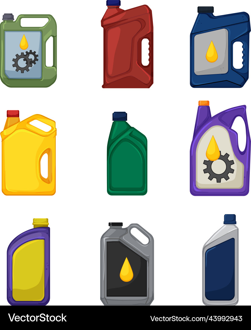 Motor oil set cartoon Royalty Free Vector Image