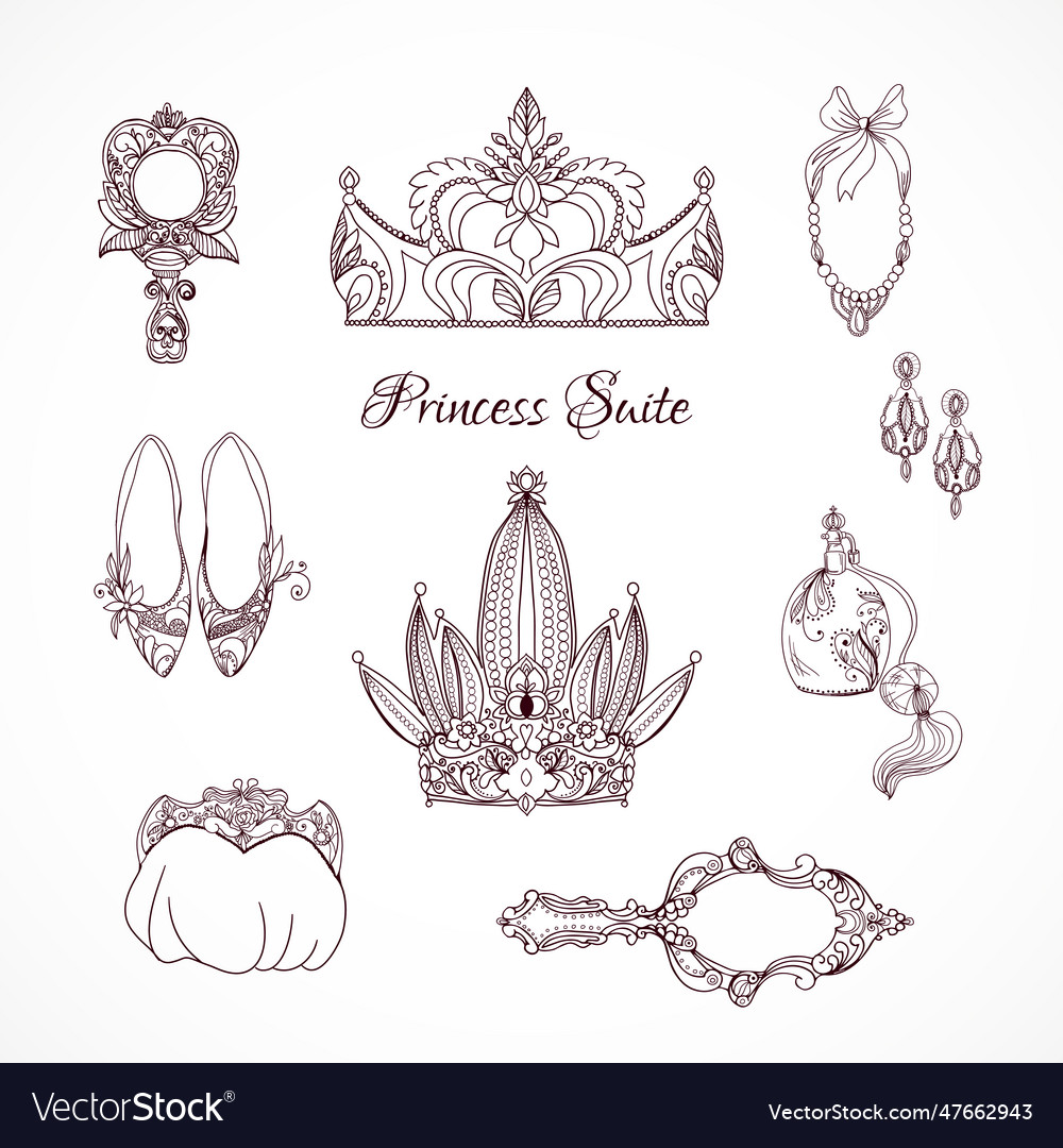 Princess design elements Royalty Free Vector Image
