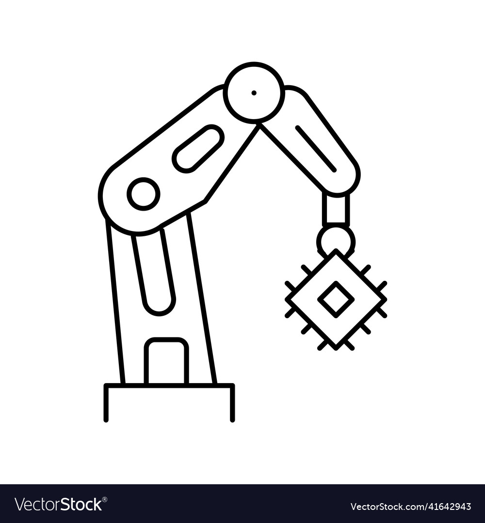 Robotic arm semiconductor manufacturing line icon Vector Image