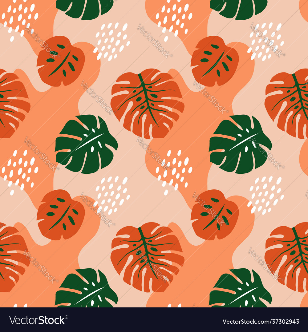 Seamless pattern with tropical palm leaves Vector Image