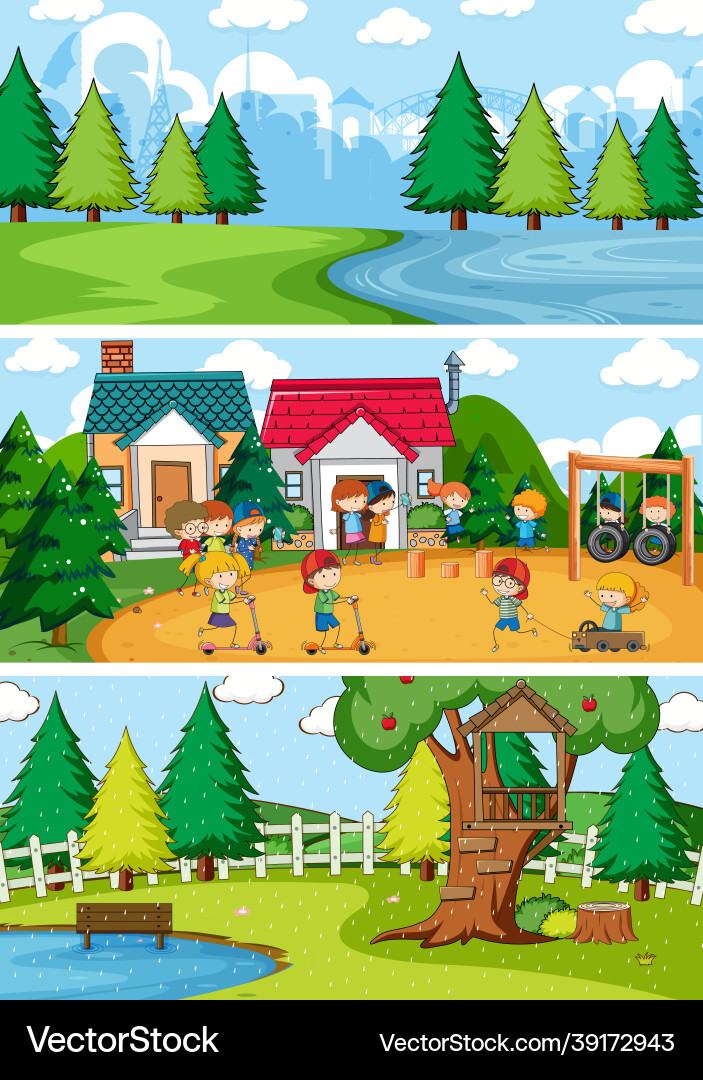 Set of different horizon scenes background Vector Image