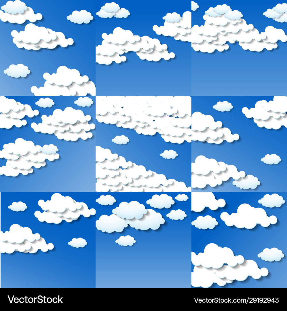 Set white clouds background Royalty Free Vector Image