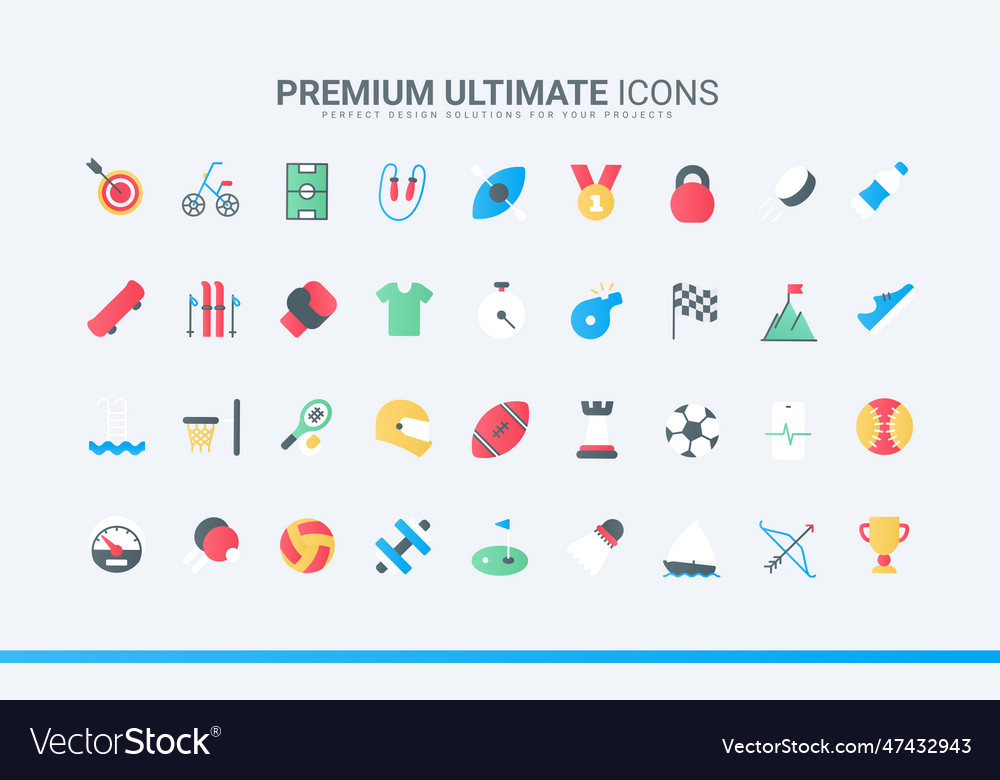 Sport training workout trendy flat icons set Vector Image