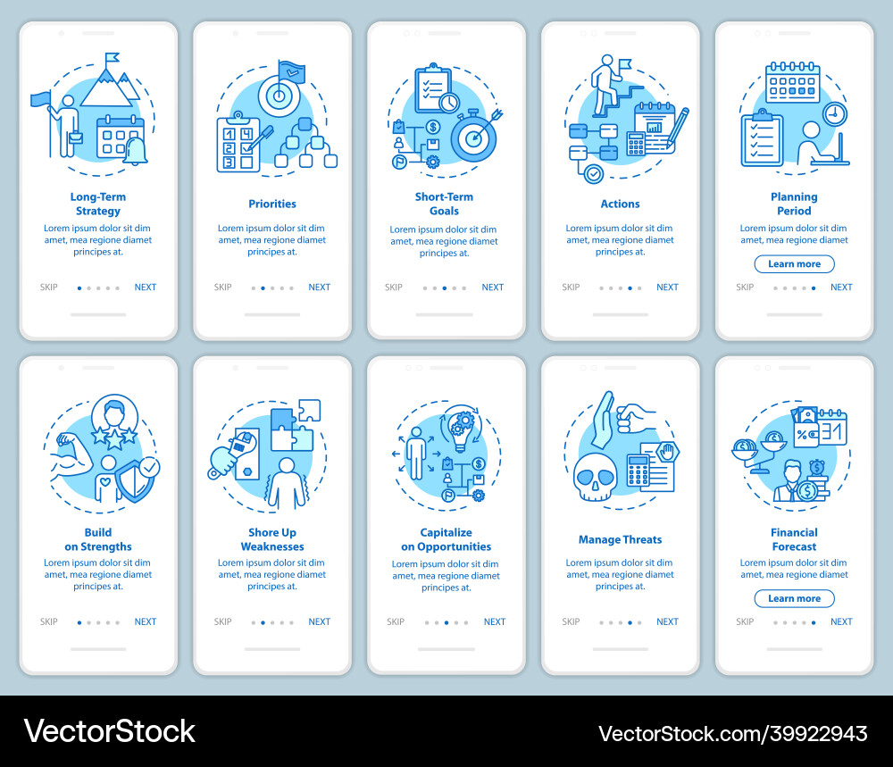 Strategies onboarding mobile app page screen Vector Image