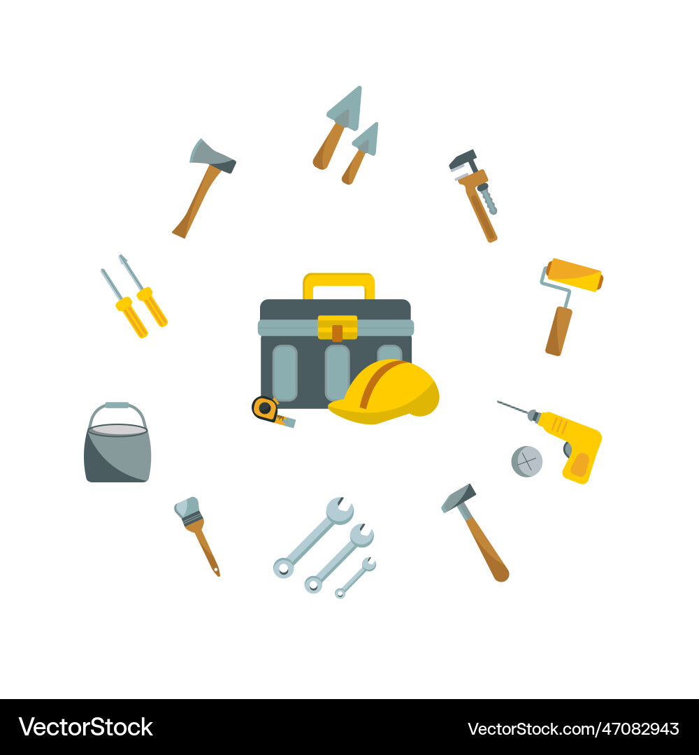 Tool box around workers toolkit toolbox Royalty Free Vector