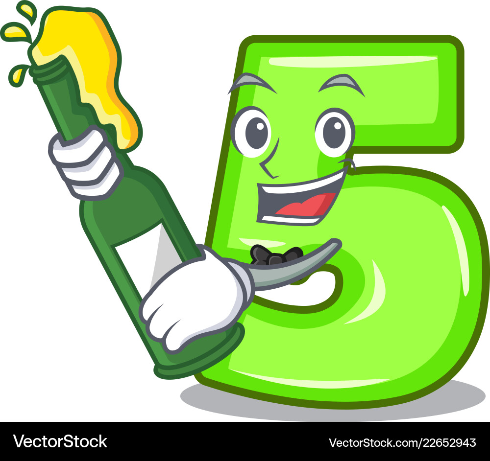 With beer cartoon number five engraved on stone Vector Image