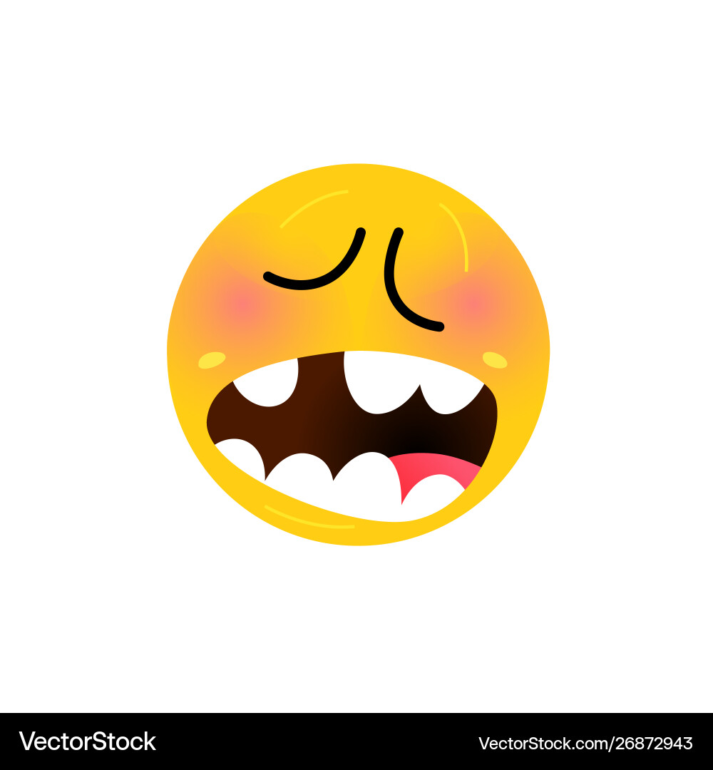 Yellow round head face the icon is smiling flat Vector Image