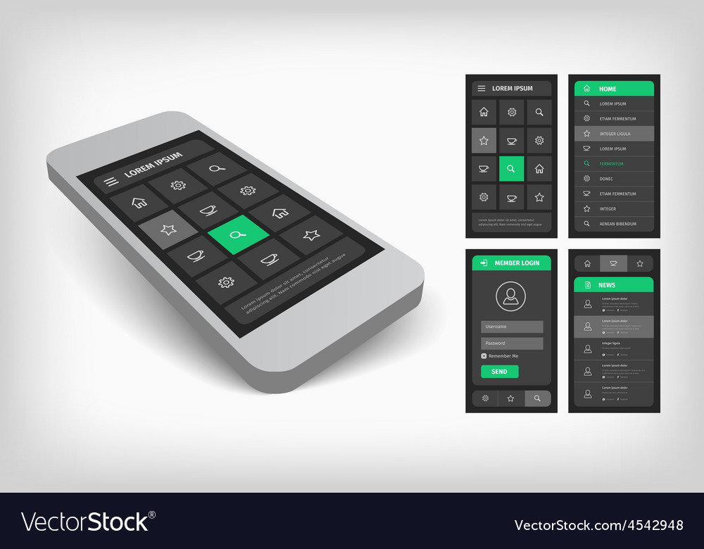 3d visualization green ui design Royalty Free Vector Image