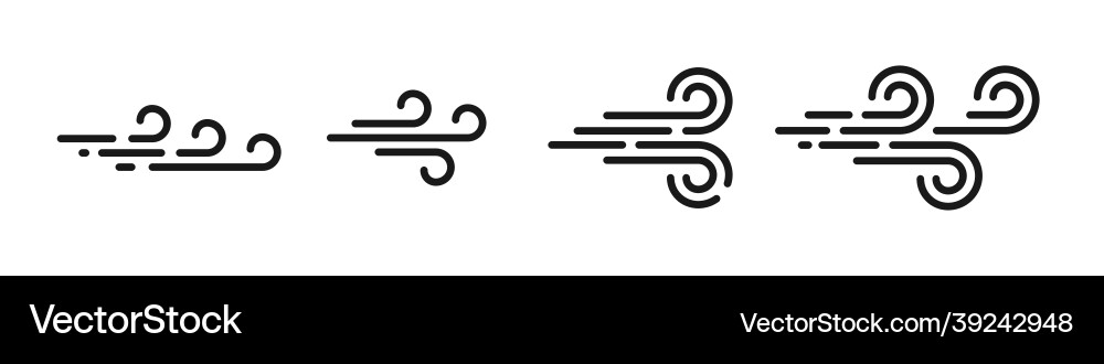 A set of icons wind blowing Royalty Free Vector Image