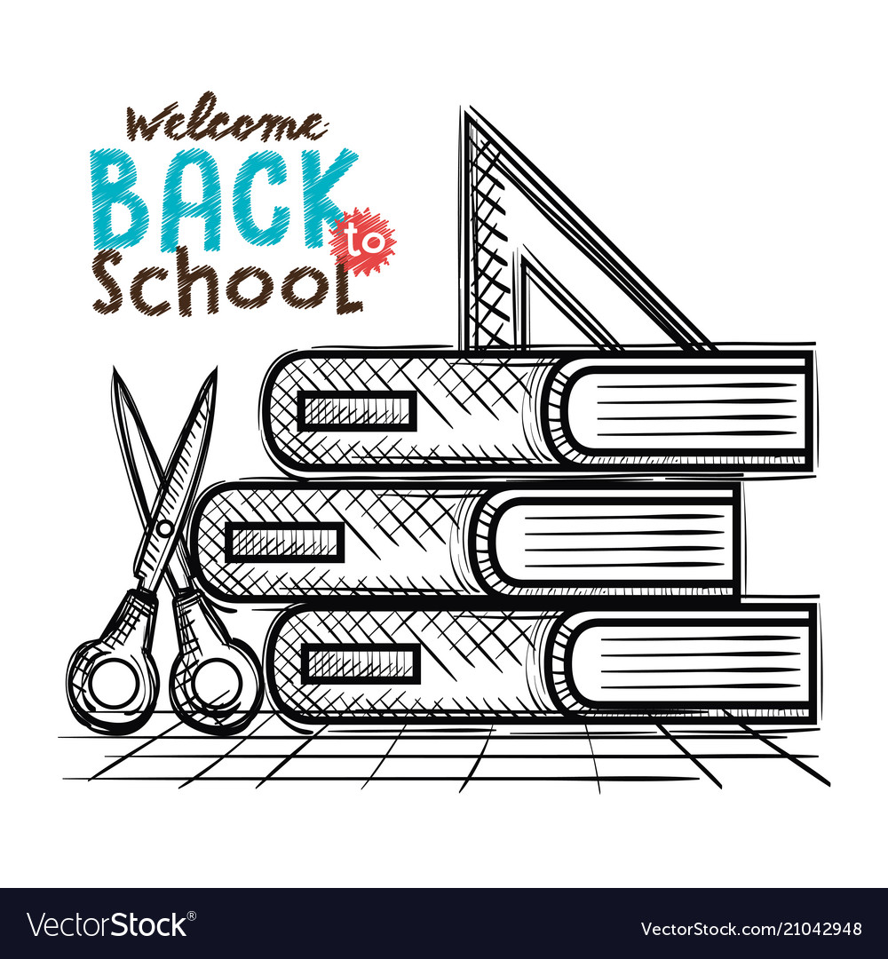 Back to school set icons drawings Royalty Free Vector Image