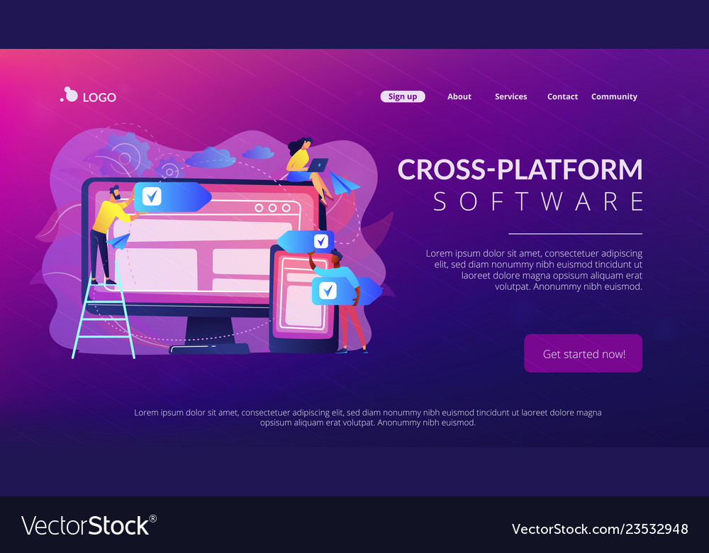 Cross-platform software concept landing page Vector Image