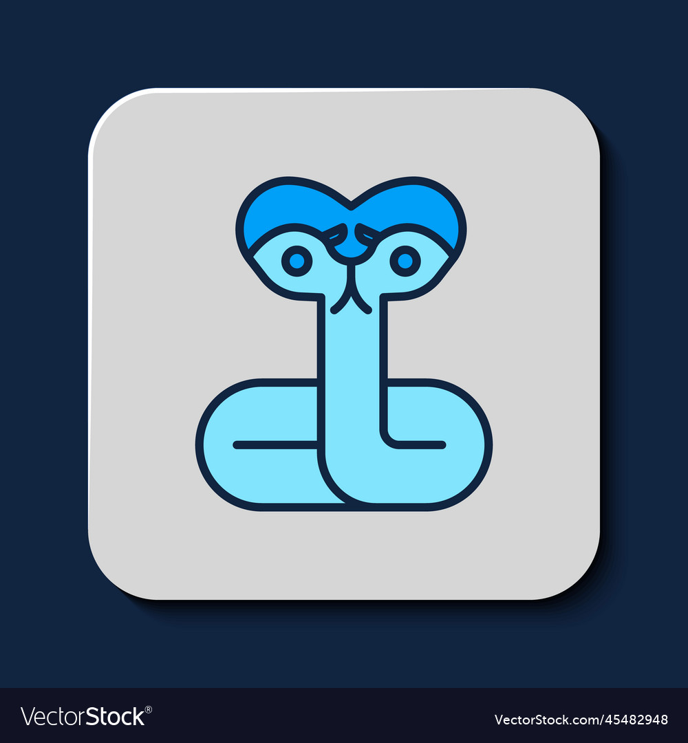 Filled outline snake icon isolated on blue Vector Image