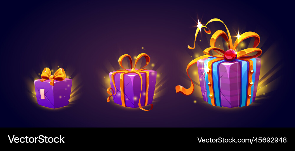 Game ui icons of gift boxes present packages Vector Image