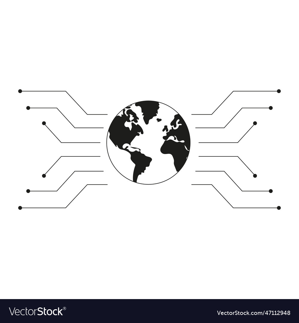 Global network globe cloud technology Royalty Free Vector