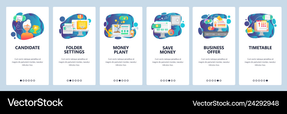 Mobile app onboarding screens business offer Vector Image