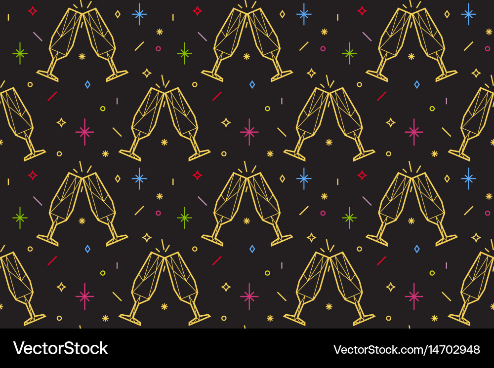Seamless pattern of champagne glasses Royalty Free Vector
