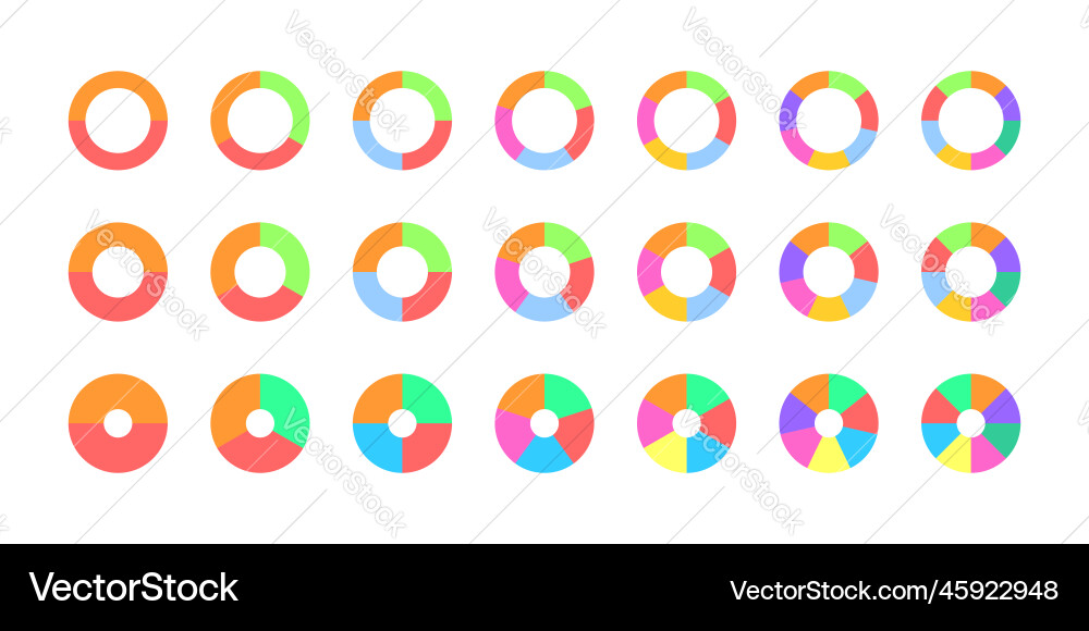 Set of colorful donut or pie chart circle Vector Image