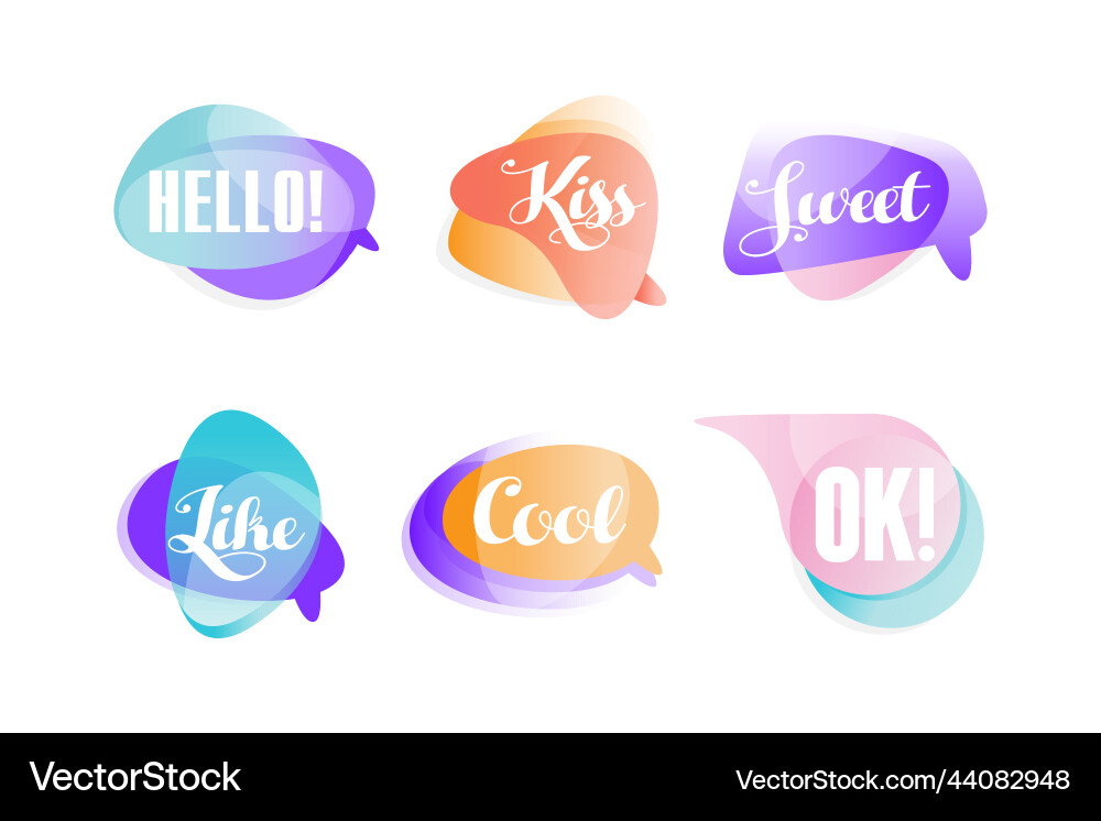 Set of talk expressions in speech bubbles hello Vector Image