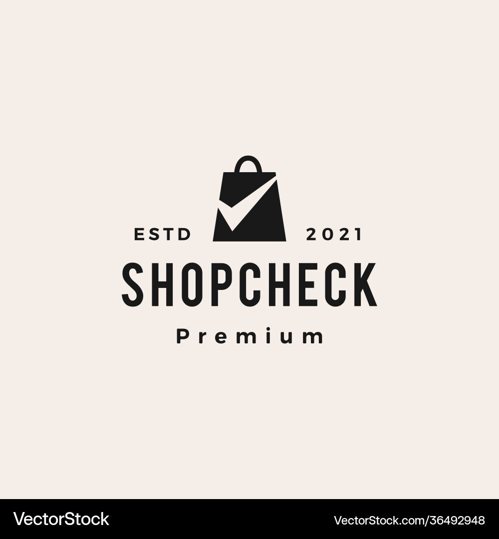 Shop check hipster vintage logo icon Royalty Free Vector
