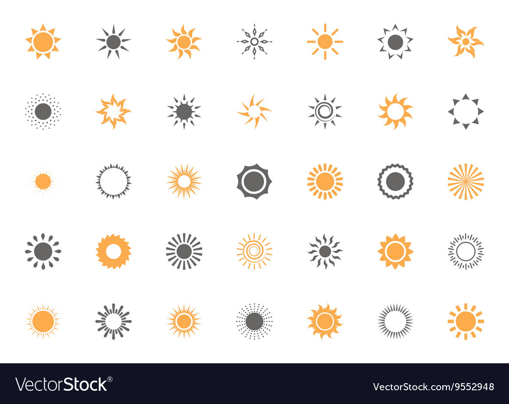 Sun icon set Royalty Free Vector Image - VectorStock