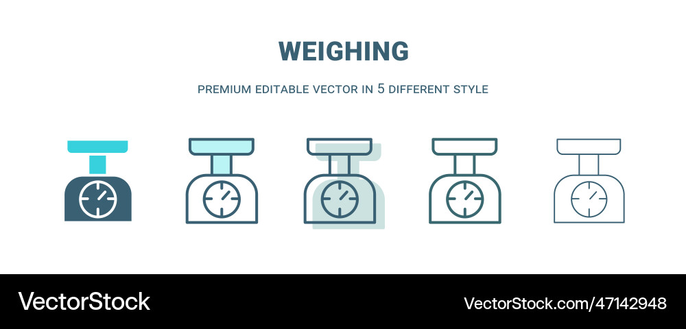 Weighing icon in 5 different style outline filled Vector Image