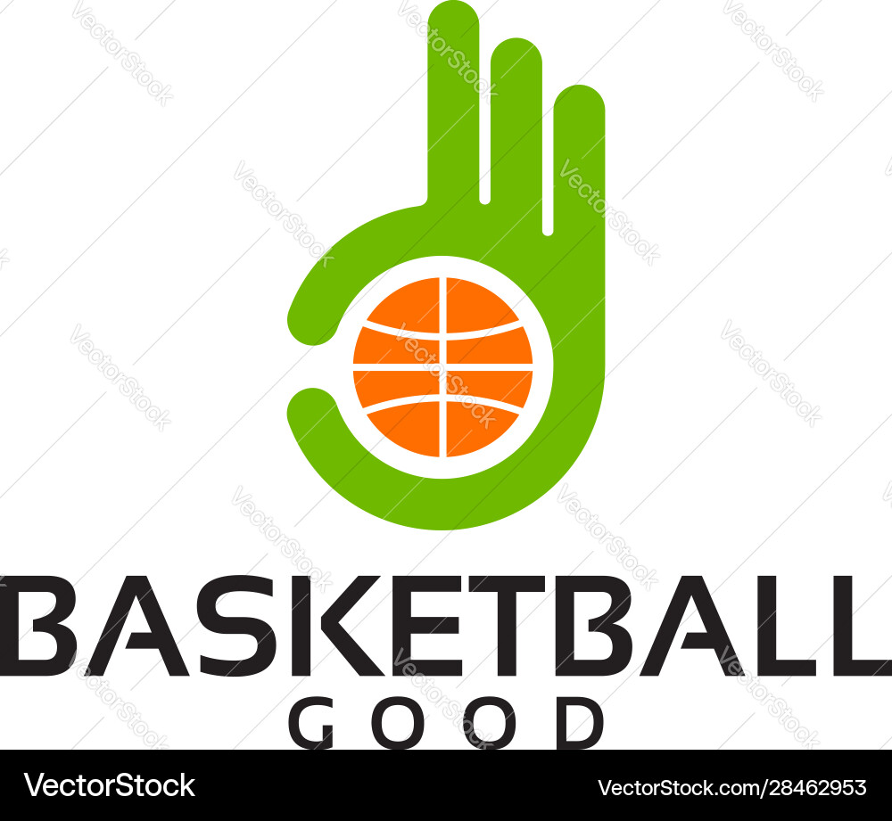 Best basketball logo template with hand gesture Vector Image