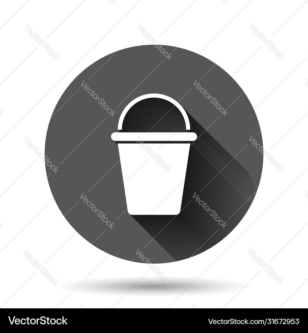Bucket icon in flat style garbage pot on black Vector Image