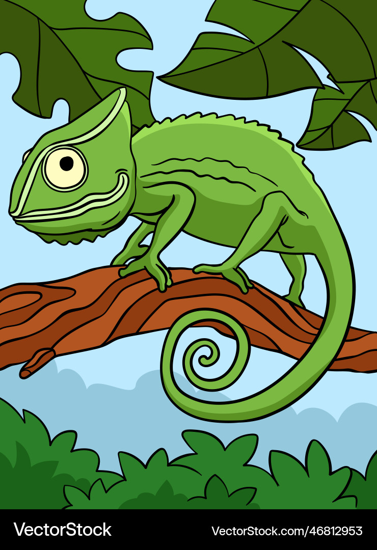 Chameleon animal colored cartoon Royalty Free Vector Image