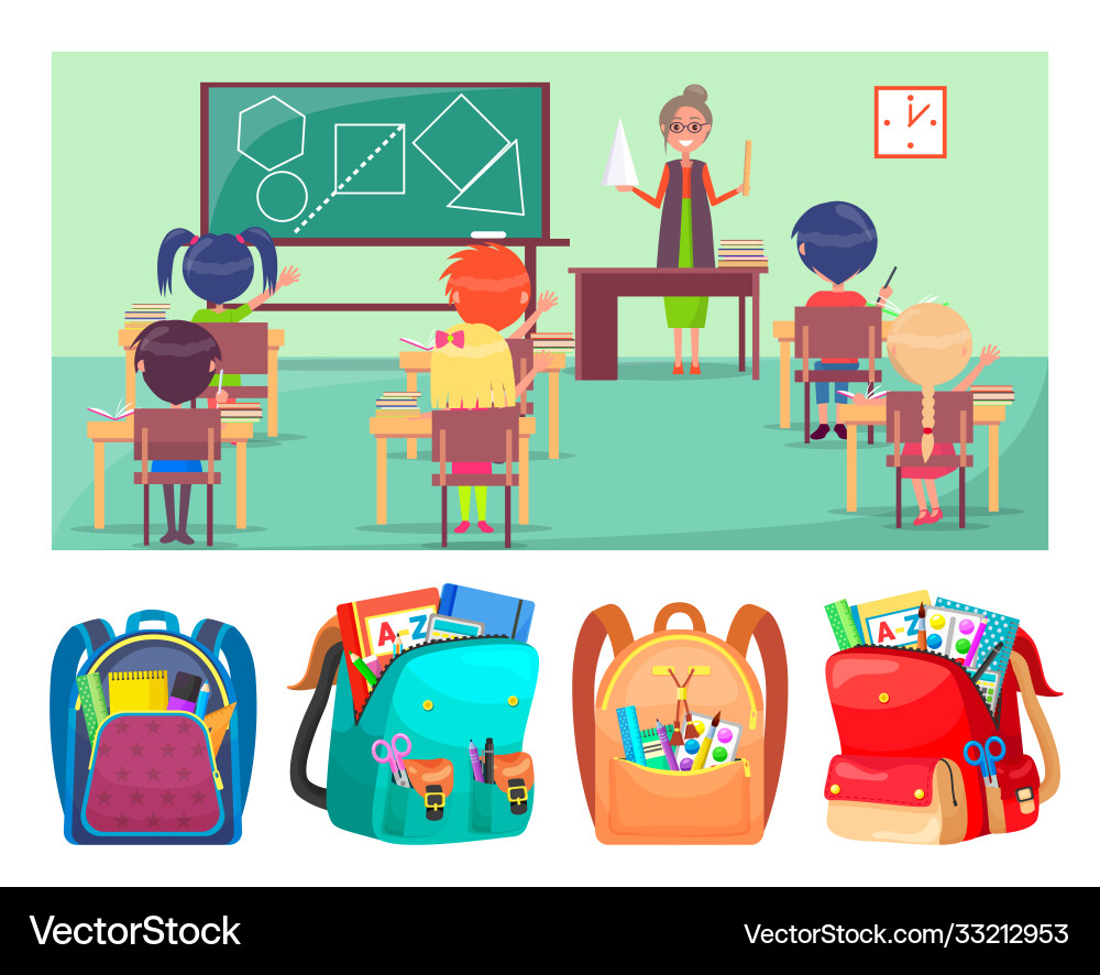 Geometry educational lesson in school for pupils Vector Image
