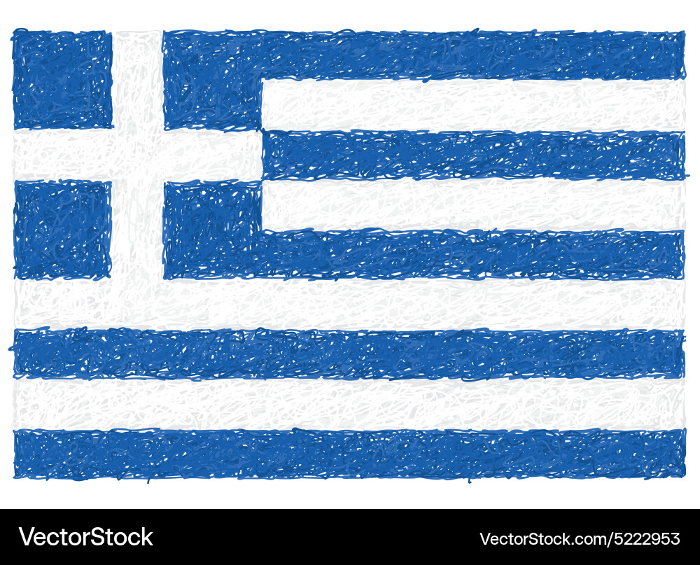 Hand drawn of flag greece Royalty Free Vector Image