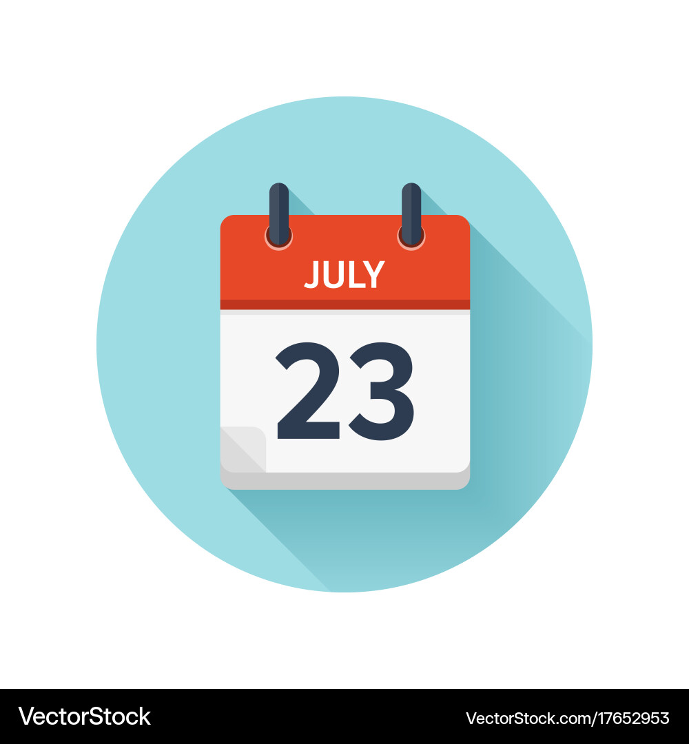 July 23 flat daily calendar icon date Royalty Free Vector