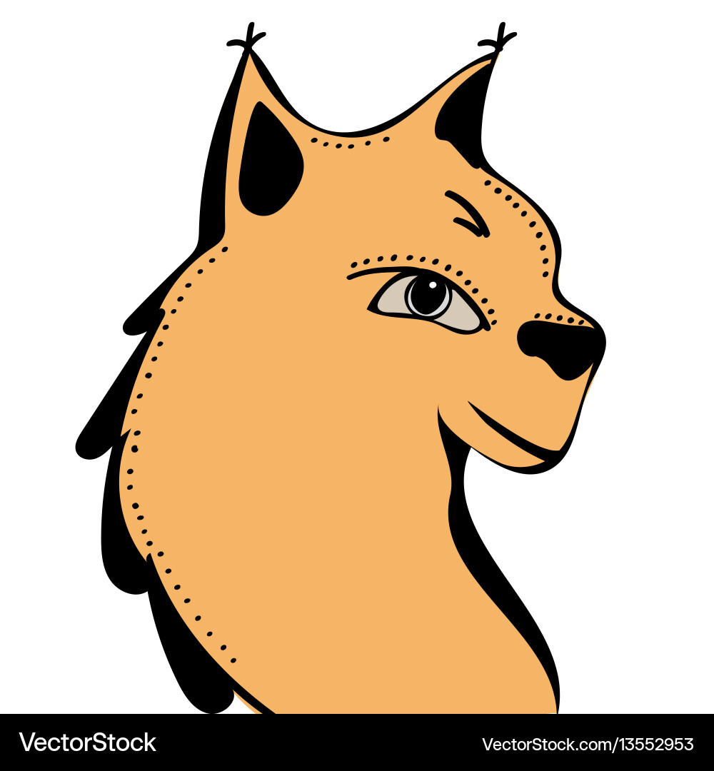 Lynx cute funny cartoon head Royalty Free Vector Image