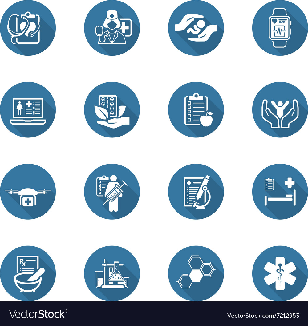 Medical and health care icons set flat design Vector Image
