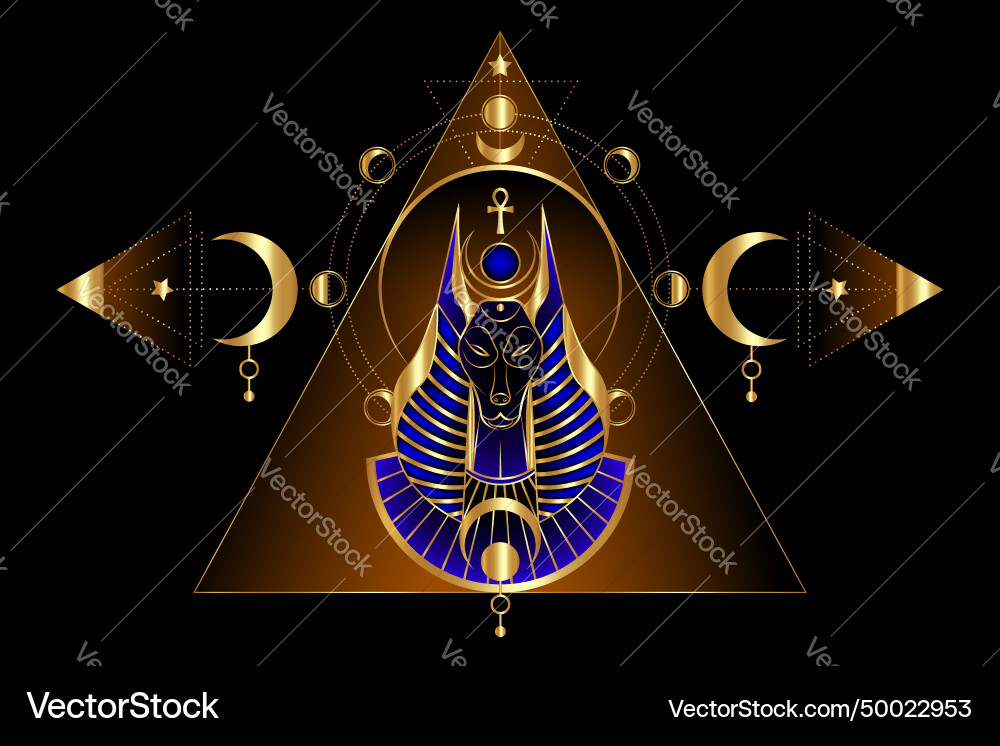 Mystical ancient egyptian god anubis on pyramid Vector Image