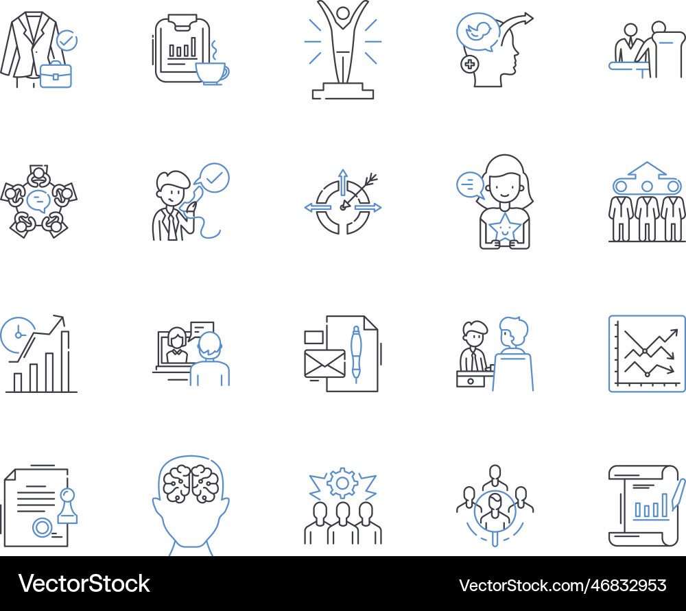 Staff oversight line icons collection supervision Vector Image