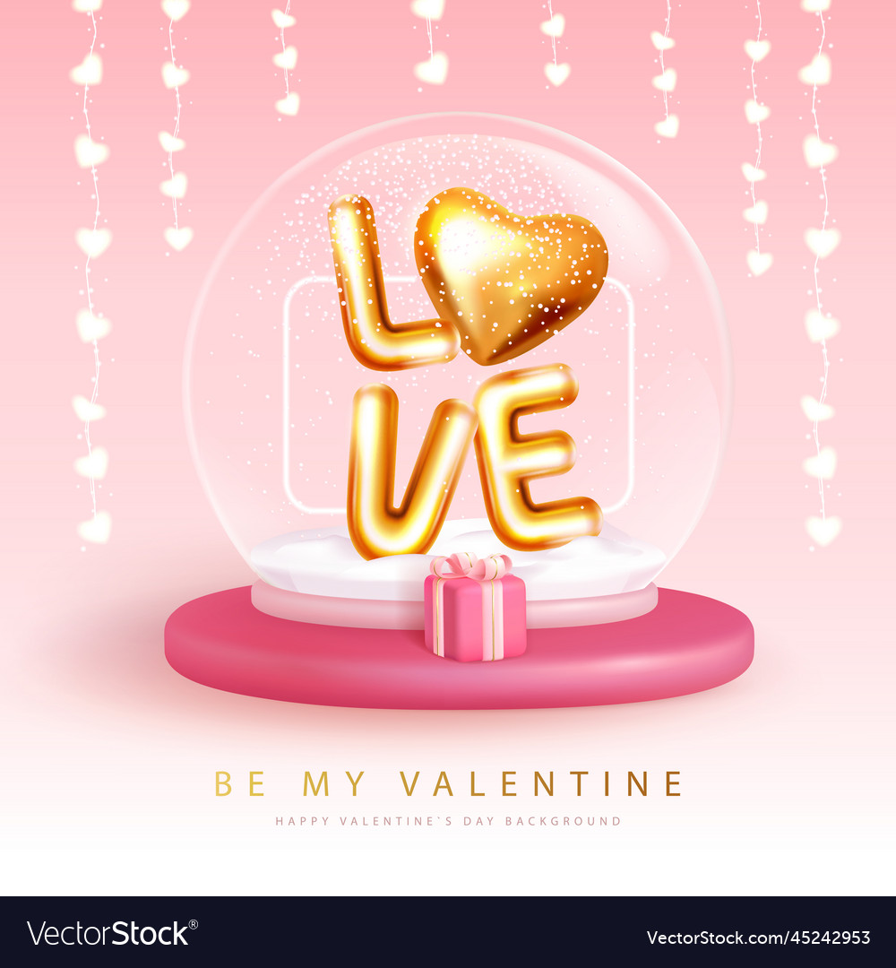 Valentines day poster with love heart and gift box
