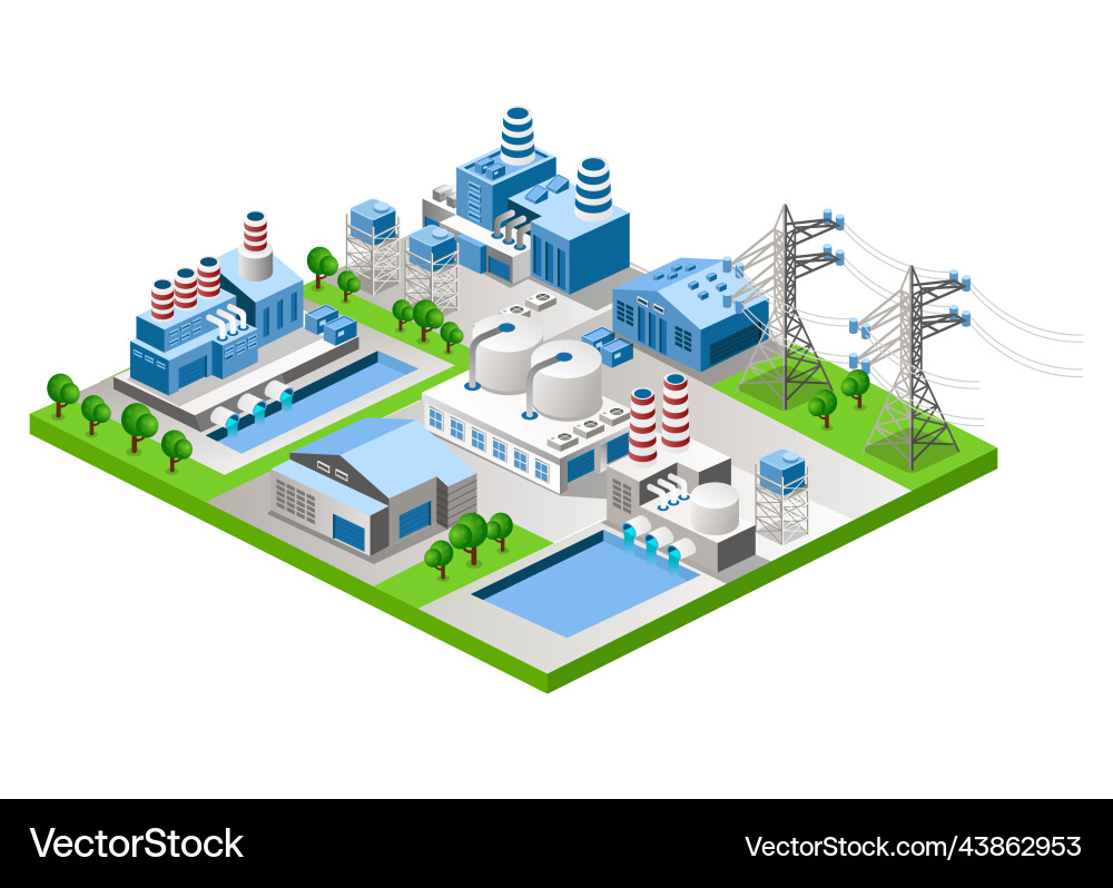 Warehouse and waste factory Royalty Free Vector Image