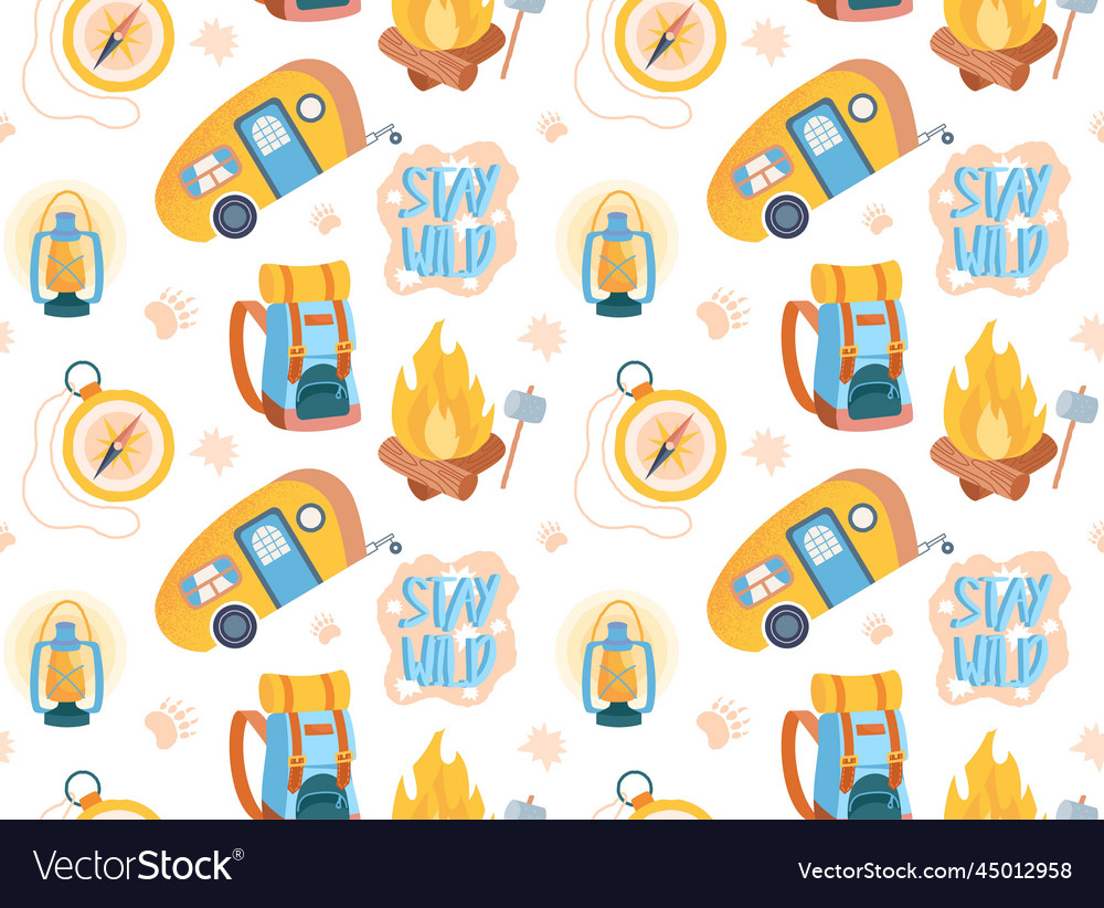 Camping seamless pattern Royalty Free Vector Image