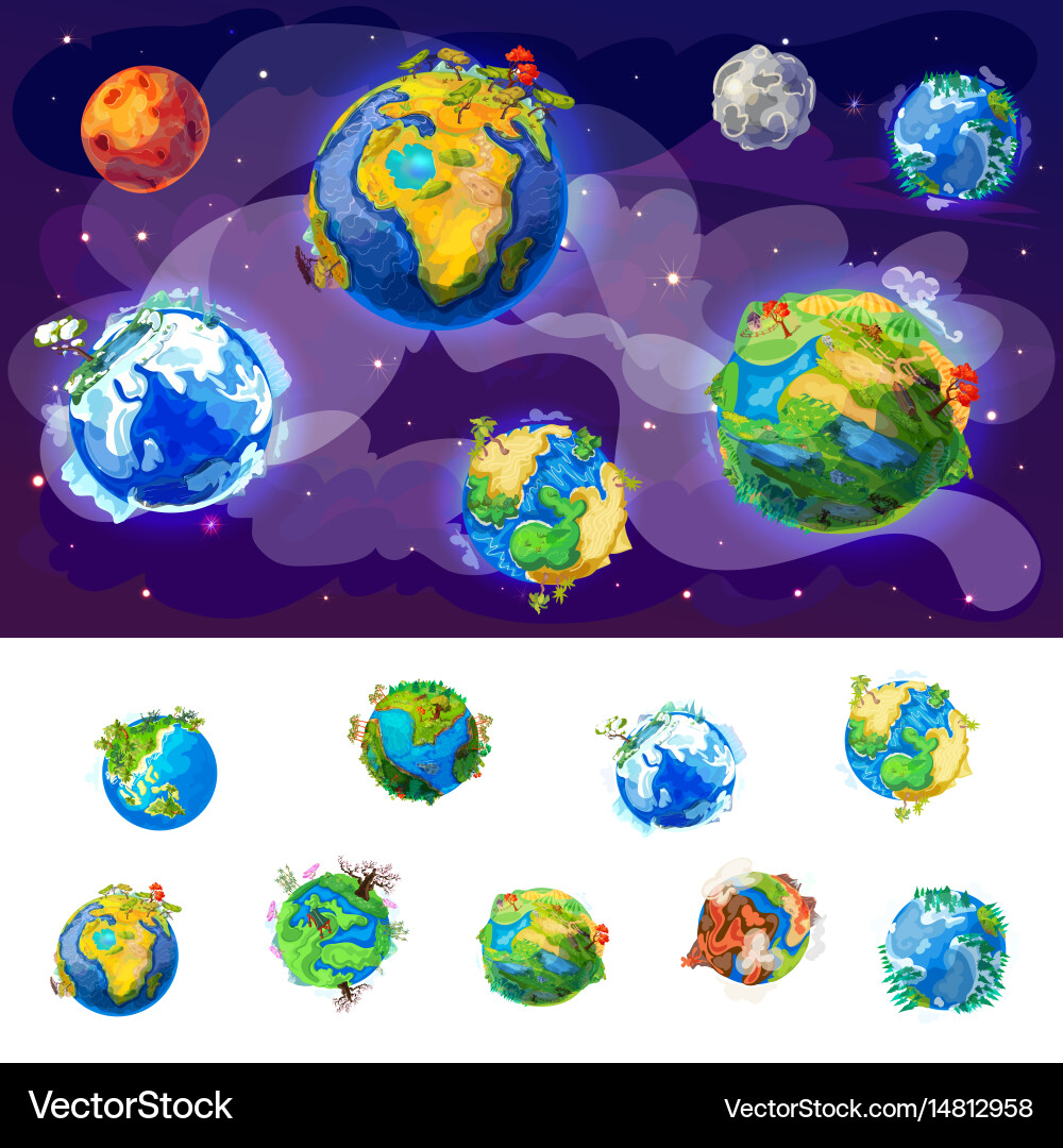 Cartoon earth globes concept Royalty Free Vector Image