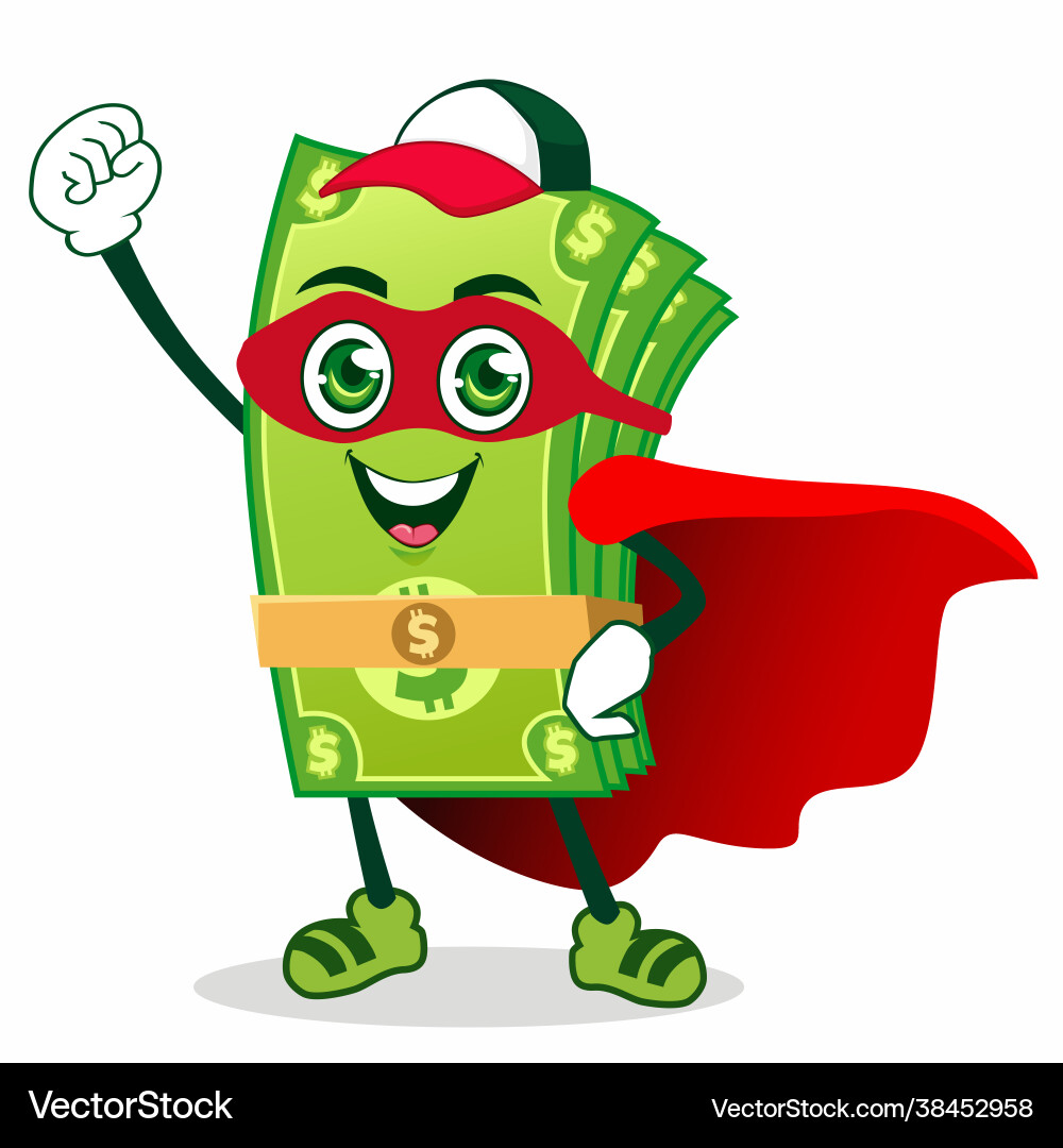 Dollar bill cartoon mascot Royalty Free Vector Image