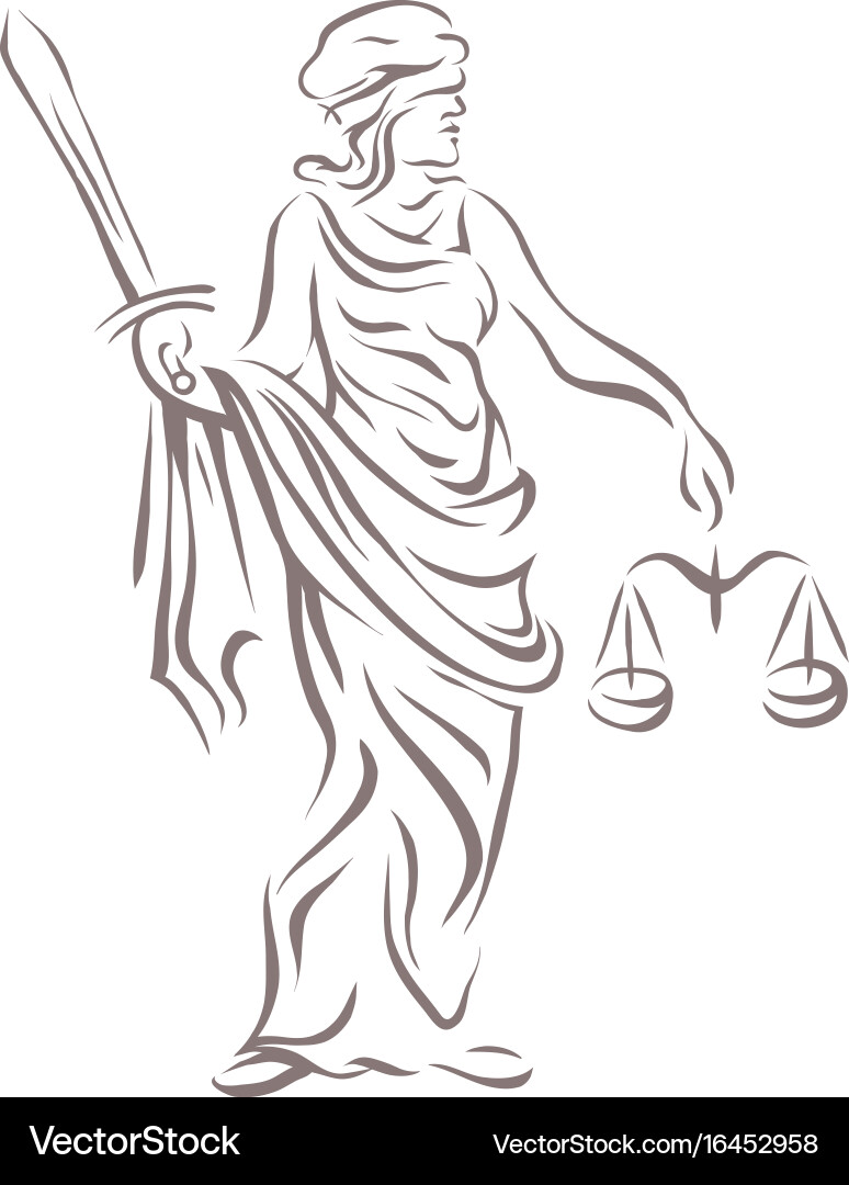 Femida with a sword and scales Royalty Free Vector Image