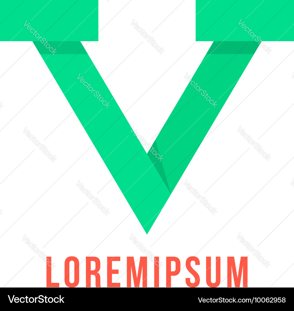 Green v letter like victory emblem Royalty Free Vector Image