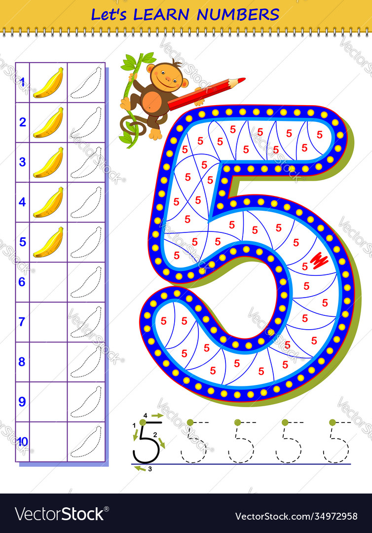 Lets learn numbers educational game for children Vector Image