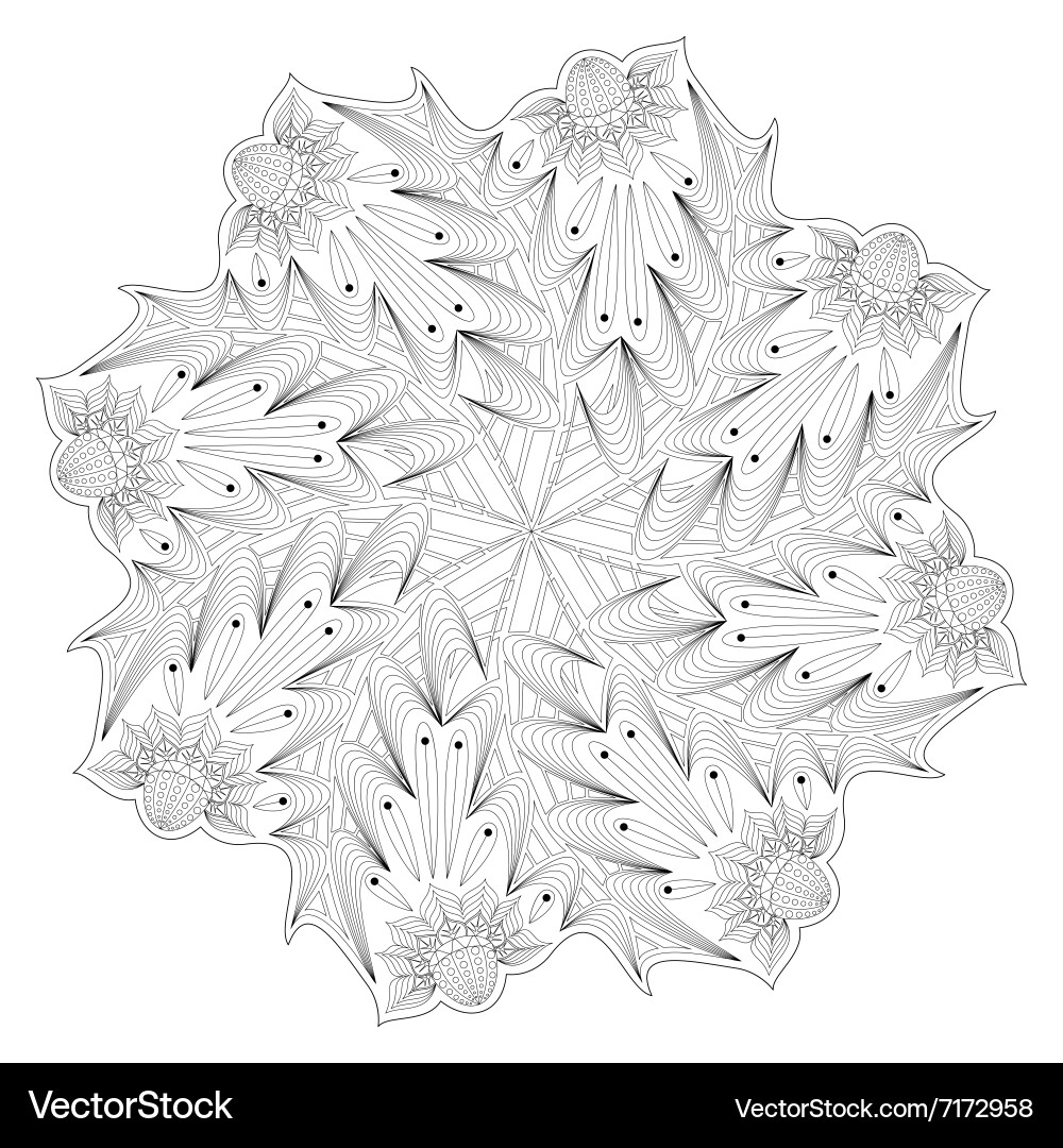 Monochrome floral coloring page template Vector Image