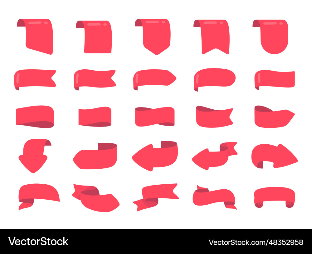 Ribbon banner red fluttering for decorating Vector Image