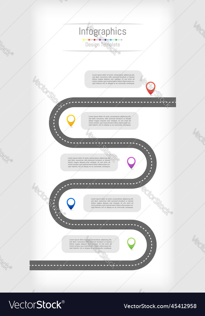 Road map infographic design elements Royalty Free Vector