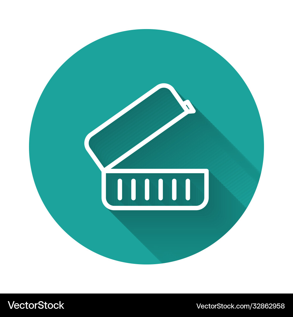 White line lunch box icon isolated with long Vector Image